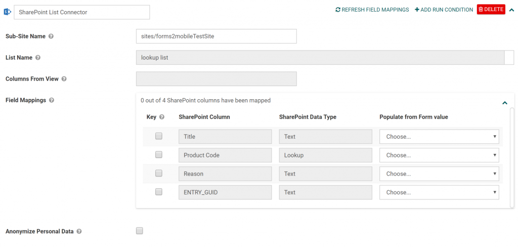 SharePoint List Connector - forms2